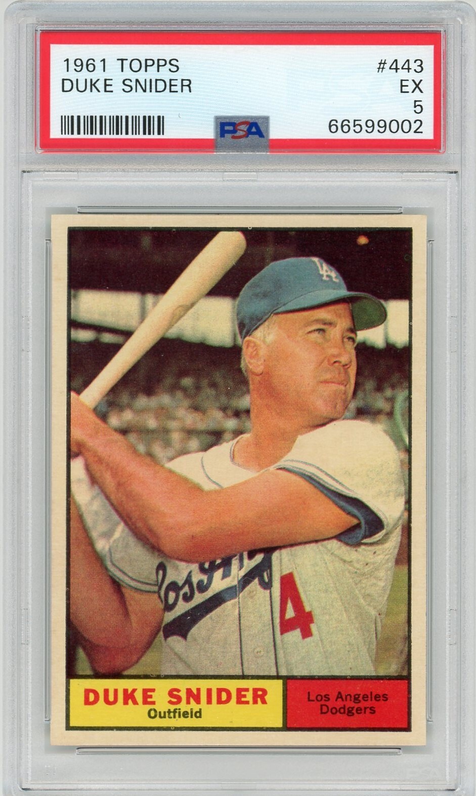 1961 Topps #443 Duke Snider PSA 5 Los Angeles Dodgers New Slab Vintage ...
