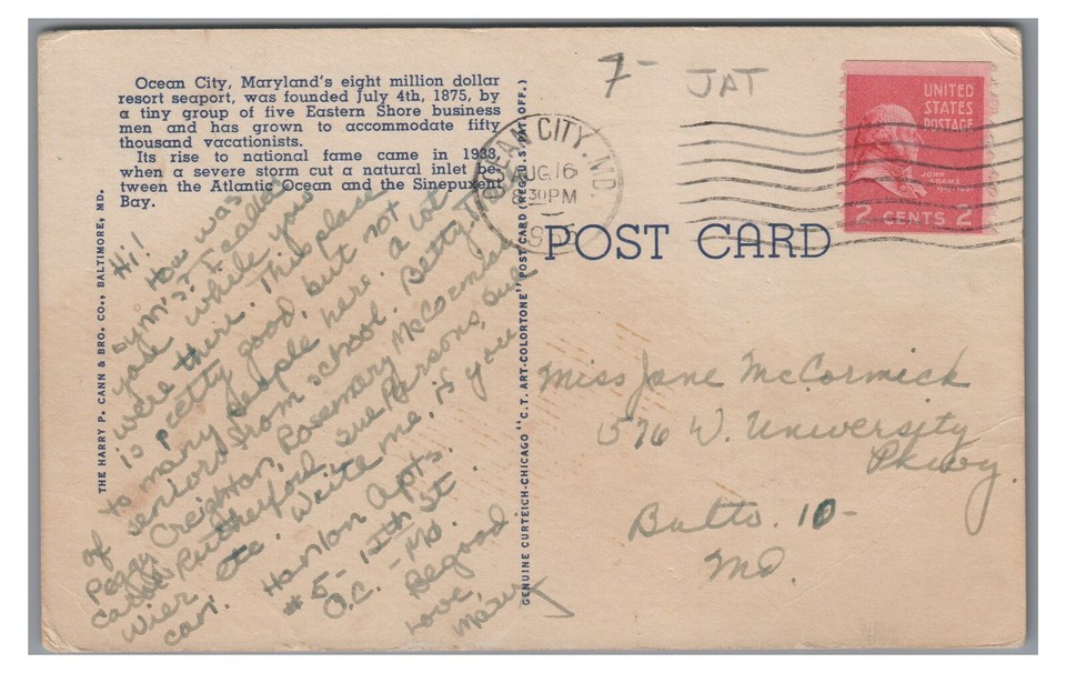 Cottages Beach Boardwalk Hotel Stephen Decatur OCEAN CITY MD Vintage ...