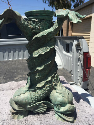 Vintage Bronze Dolphin / Koi Fish Table Base | eBay