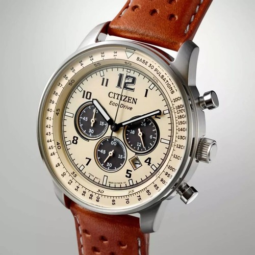 Citizen CA4500-08X Eco-Drive Men's Quartz Chronograph Brown Leather ...