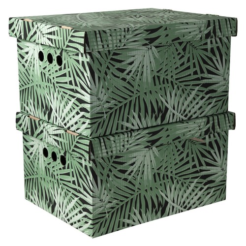 2pc Decorative Storage Boxes Home Office Box Organiser Large - Tropical ...