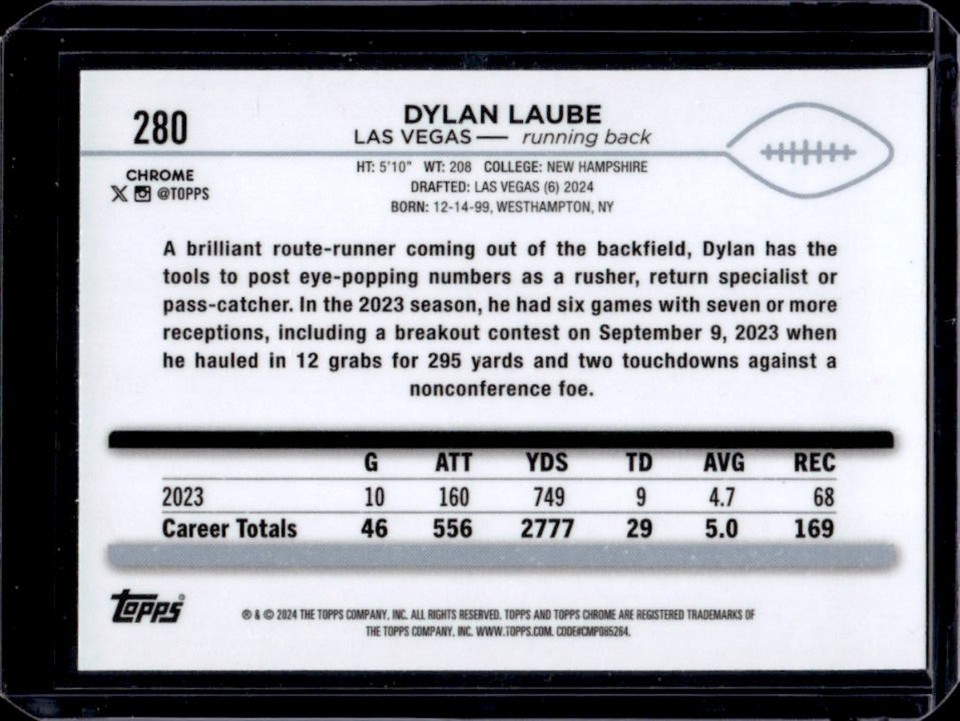2024 Topps Chrome Dylan Laube RC Yellow Wave Refractor Rookie #/75 ...