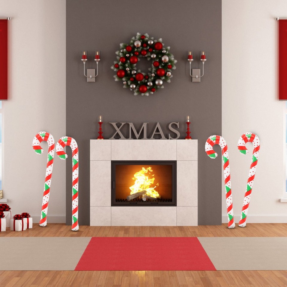 4 Pcs Inflatable Candy Canes Outdoor Theme Christmas Decorations | eBay ...