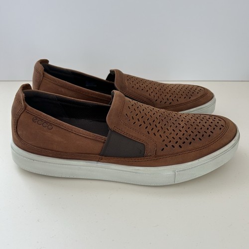 Ecco Collin 2.0 Loafer Mens 8-8.5 EU 42 Shoes Brown Perforated Leather ...