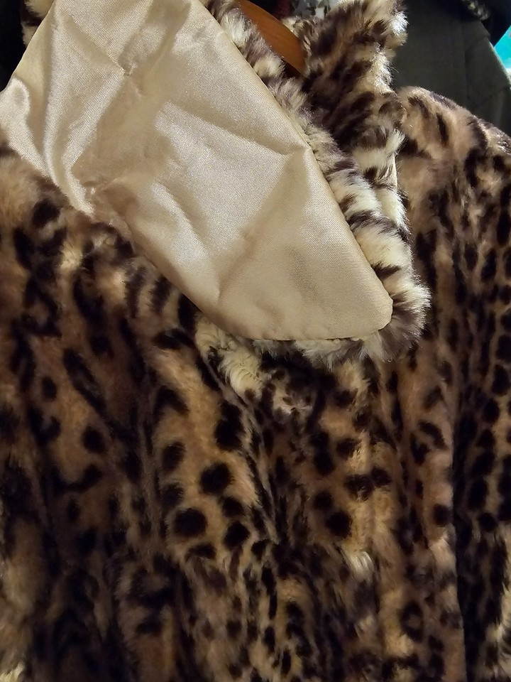 Faux Fur Leopard Print Lined Coat Brown Animal Print Women Size 6 | eBay