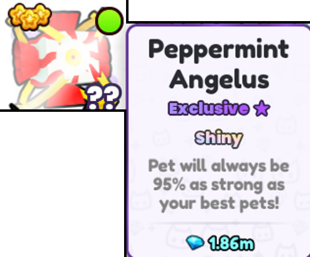 Shiny Peppermint Angelus Exclusive on Pet Sim Simulator 99 on Roblox ...