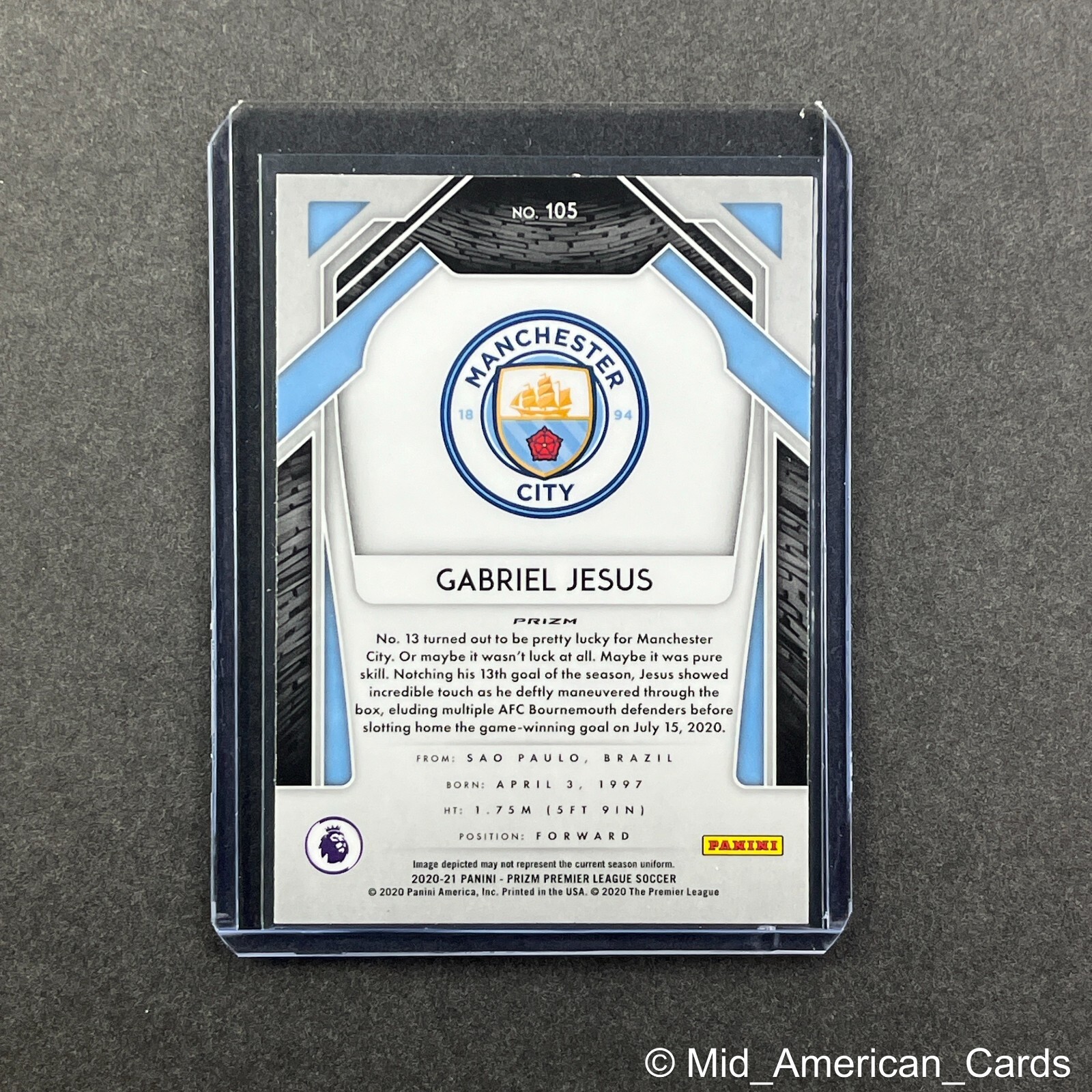2020-21 Prizm Premier League Gabriel Jesus Red Pulsar Prizm #105 ...