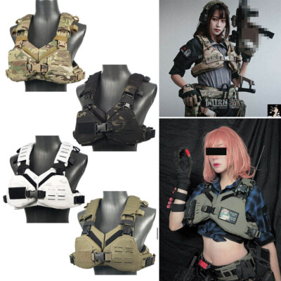 Men Women Airsoft Tactical Molle Vest Bikini Chest Rig Quick Release ...