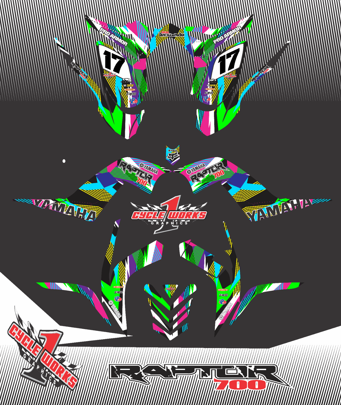 Graphics Kit for YAMAHA RAPTOR 700 (2006-2012) 700R CUSTOM Decal KIT ...