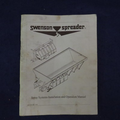 Swenson Spreader Spray Systems Installation and Operation Manual | eBay