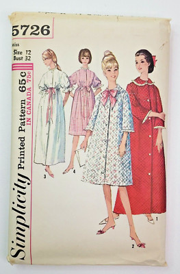 VTG 60's Simplicity Sewing Pattern Misses Robe Two Lengths Size 12 ...