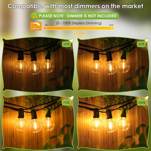 300Ft(3x100Ft) LED Outdoor String Lights Dimmable Waterproof G40 Globe Patio ... | eBay