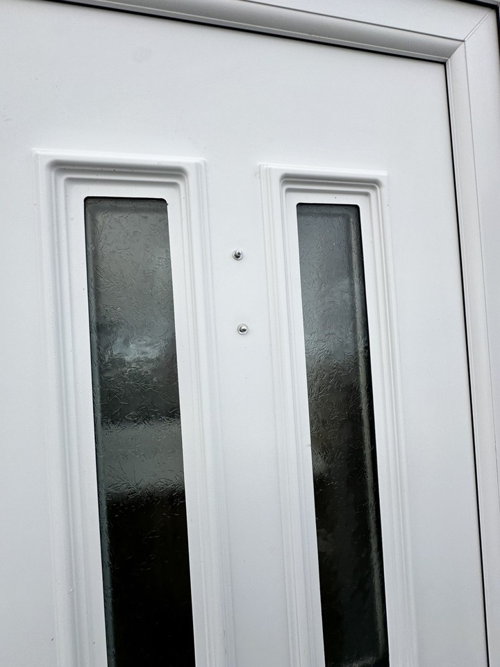 UPVC Door and Frame Used White obscure open out front panel | eBay UK