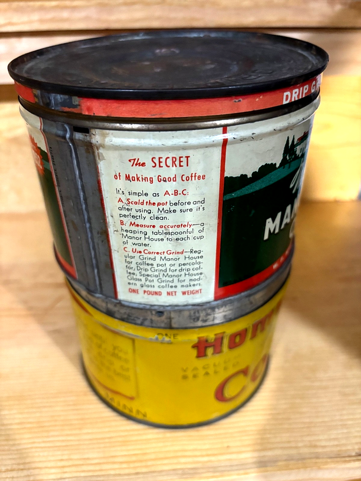 Lot of Two Early Vintage 1LB Coffee Tin Cans Home Brand/ | eBay