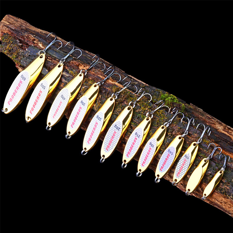 Lot 5X Metal Spoon Fishing Lure Bass Bait Stainless Steel Split Ring ...