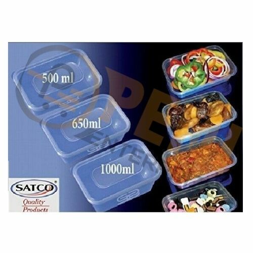 50 X 650ML MICROWAVE PLASTIC FOOD TAKEAWAY HEAVY DUTY SATCO CONTAINERS ...
