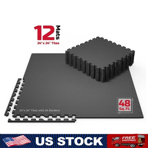 12-Pack Mat Exercise Mat Puzzle Mat Foam Floor Tiles for Home Gym EVA ...