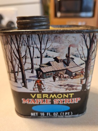 Vintage Pure Vermont Maple Syrup Advertising Can 16 ounce Made in the ...