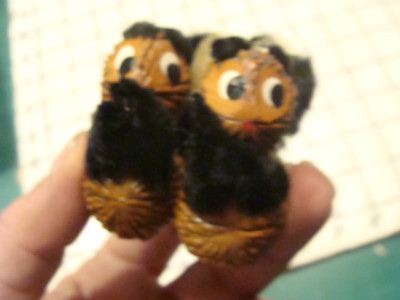 Original Vintage SKUNK hand painted NUTS -- PAIR connected w string ...