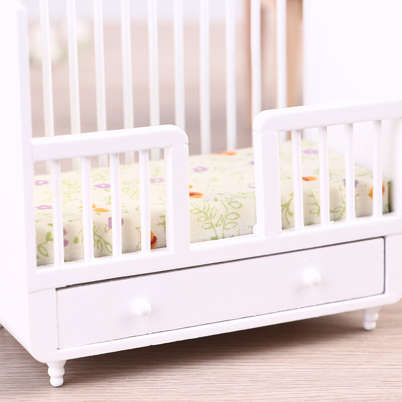 1:12 Dollhouse Miniature Mini Baby Bed with Pillow Furniture Decora.K ...