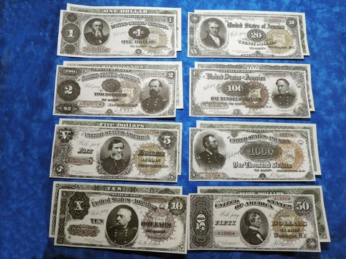 1890 Treasury Notes Set Reproduction US Currency Paper Money Copy | eBay