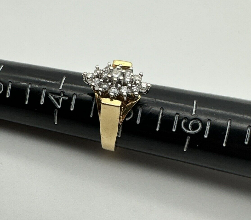 14K Yellow Gold Magic Glo Multiple Diamond Marquee Sparkle Statement ...