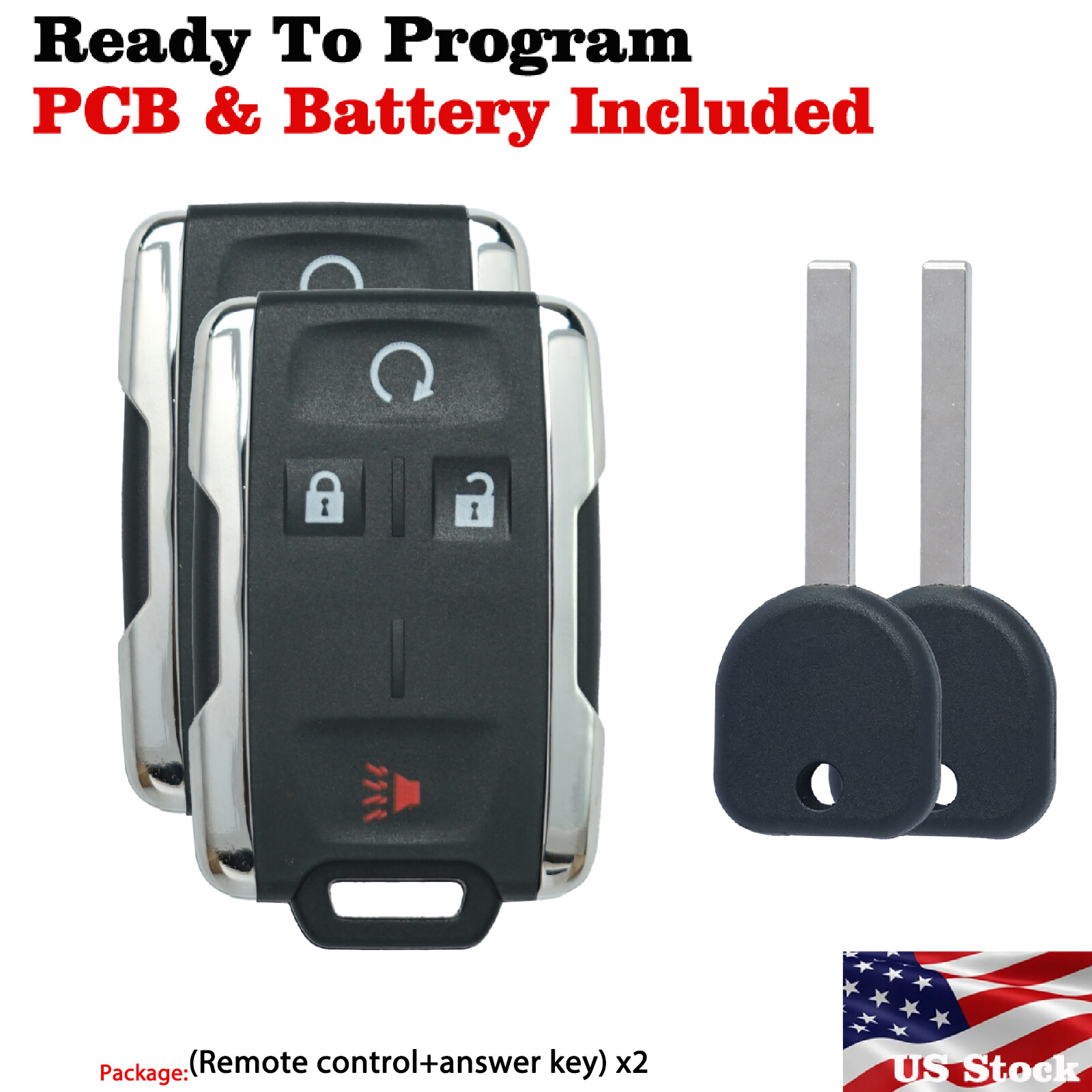 2 For 2015-2020 Chevrolet Colorado GMC Sierra Remote Fob + Transponder ...