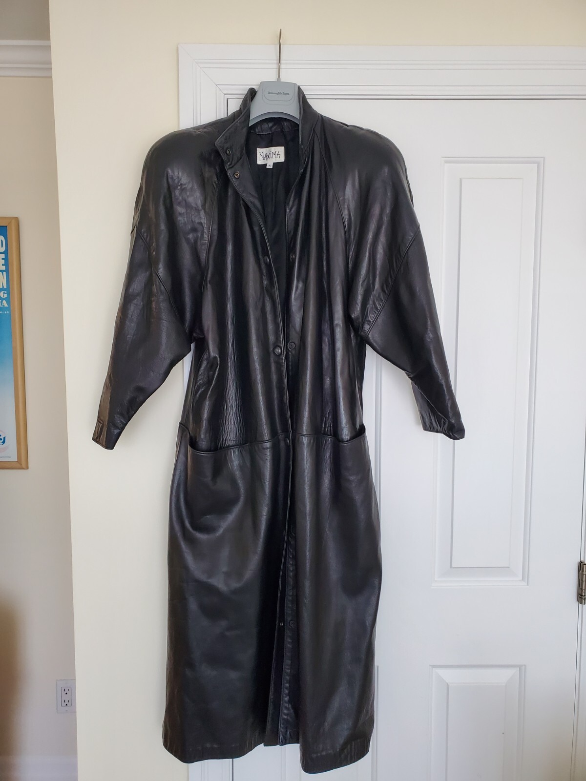 Original 1980s Maxima Long Leather Coat - Gem