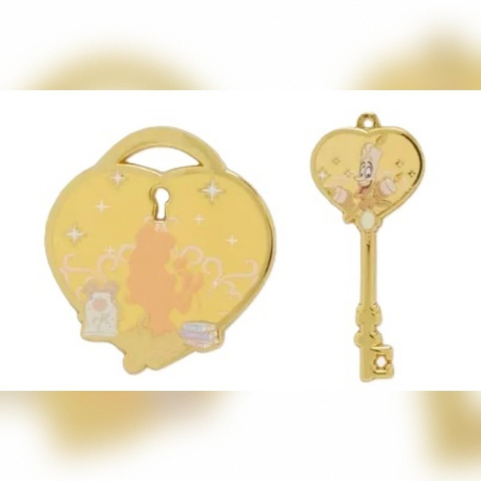 Disney Princess Belle, Beauty & the Beast Lock & Key Lumiere 2-Pin ...