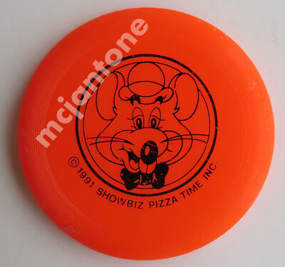 LOOSE Chuck E. Cheese 1991 MINI FRISBEE Neon Orange 3½" Showbiz Pizza ...