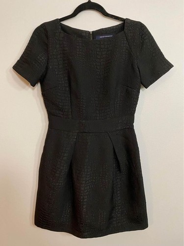 French Connection Black Croc-Embossed Pleated Dress | eBay