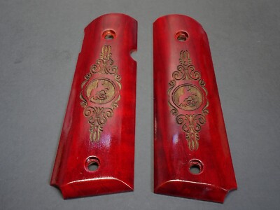 Colt 1911 FULL SIZE WALNUT MAROON CUSTOM GRIPS 783583552981| eBay