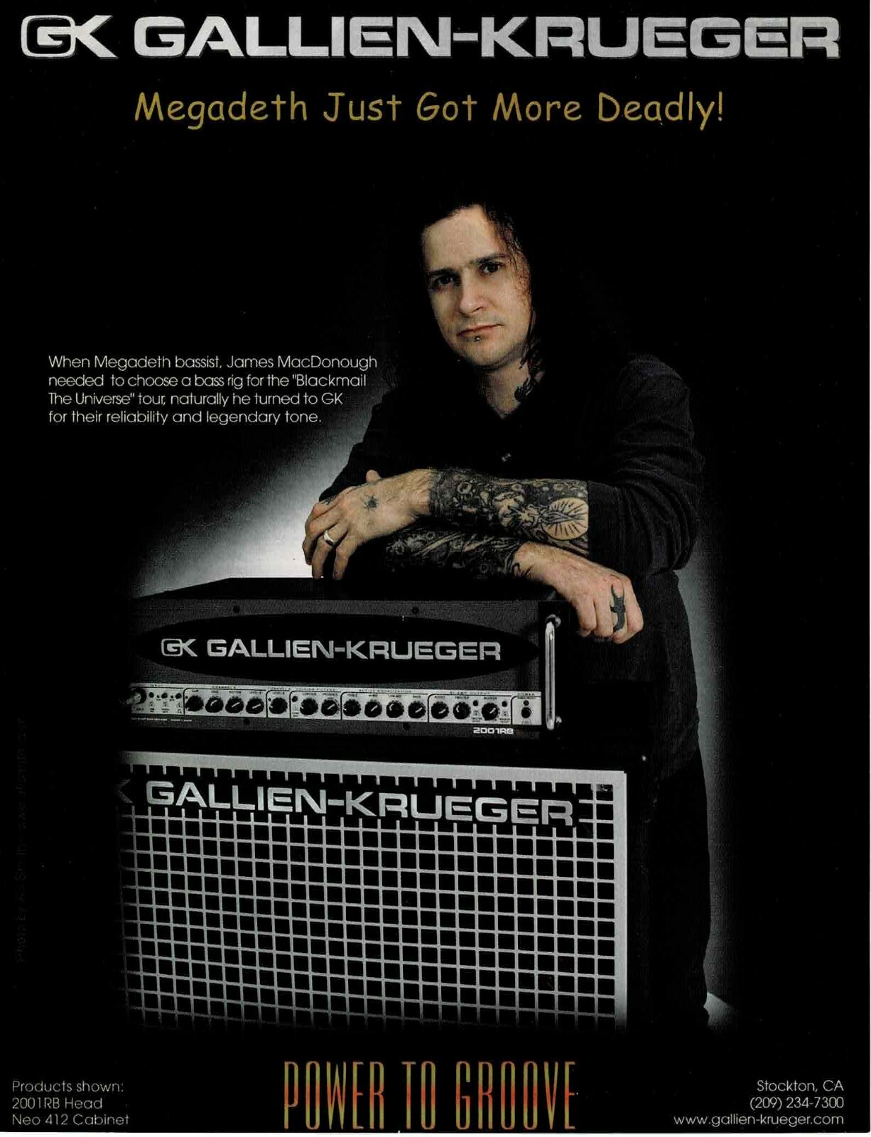 GALLIEN-KRUEGER AMPS - JAMES MACDONOUGH of MEGADETH - Print Ad | eBay