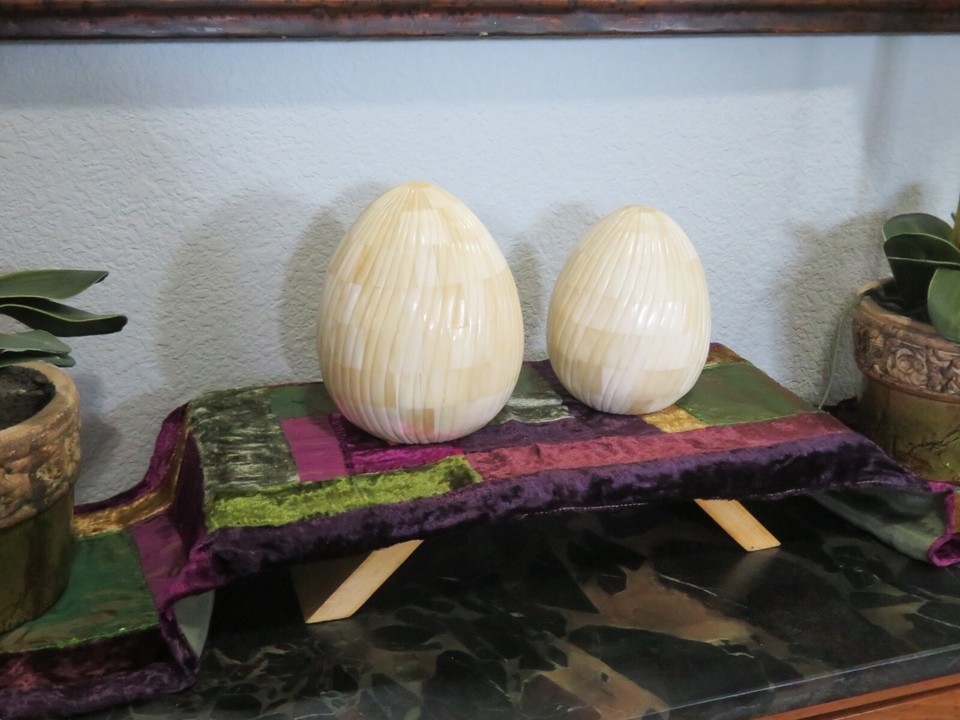 Handcrafted Natural Bone Egg Shape Accent Sculpture Décor 6.5 Inches ...