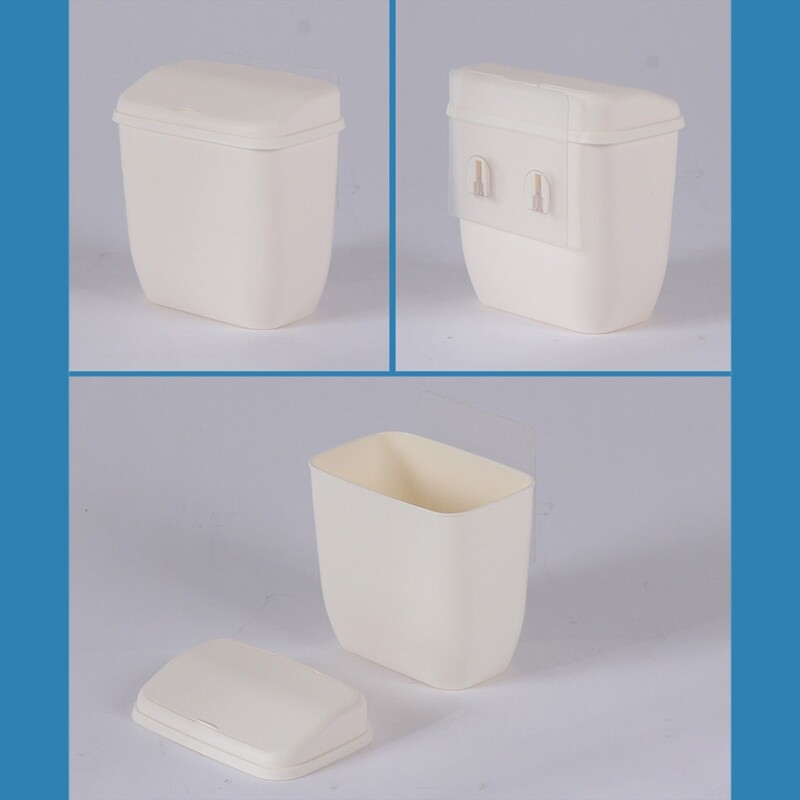 Wall Mounted Trash Can with Removable Lid Waste Paper Storage Organizer ...