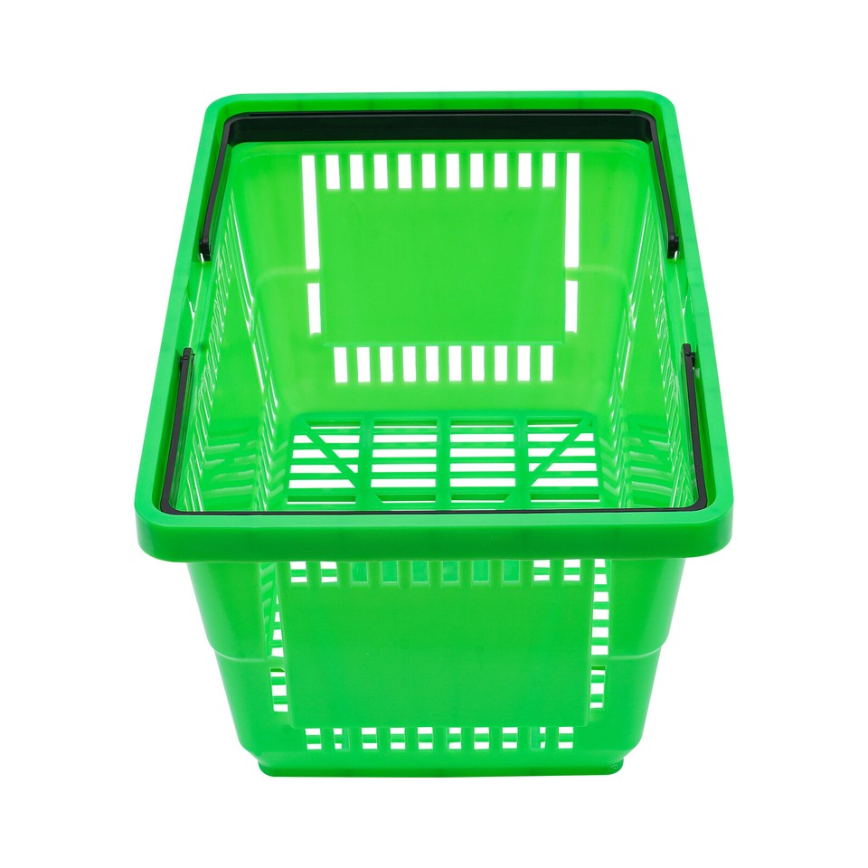 12 Pcs Green Shopping Baskets 28 L Store Baskets with Handles Retail ...