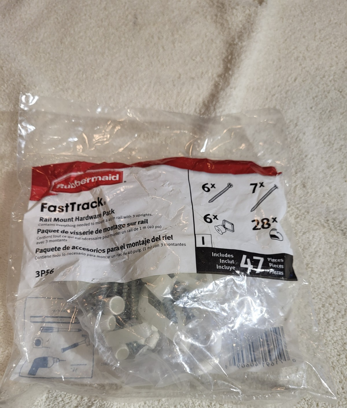 ( 1 ) Rubbermaid Fast Track Adjustable Closet System Hardware Kit White ...