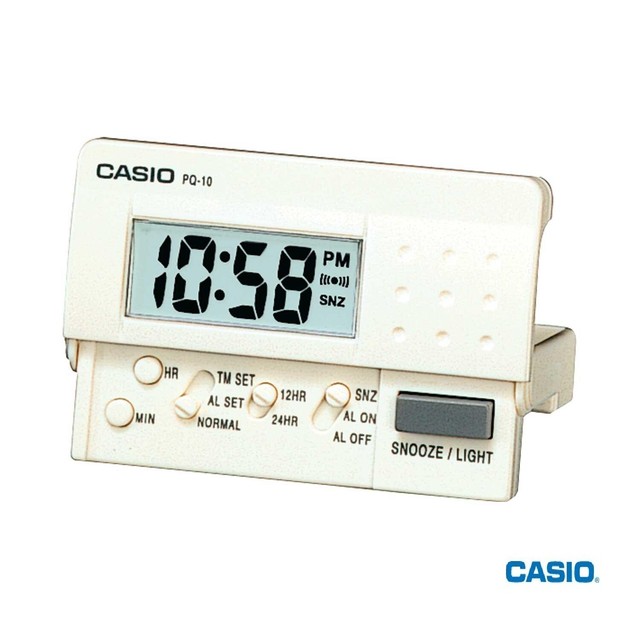 Casio Digital Travel Desktop White Resin Snooze Beeper Alarm Clock Pq10 ...
