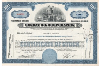 Sunray Oil Corp - Original Stock Certificate - 1953 -N104522 | eBay