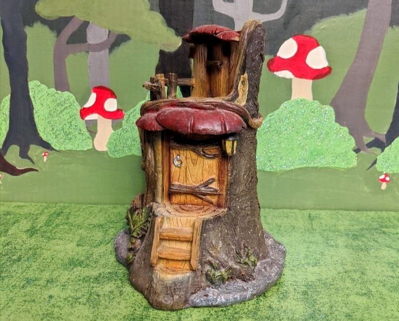 Tree Stump Fairy Village Made To Order: Beautiful Tree Stump Ornament,