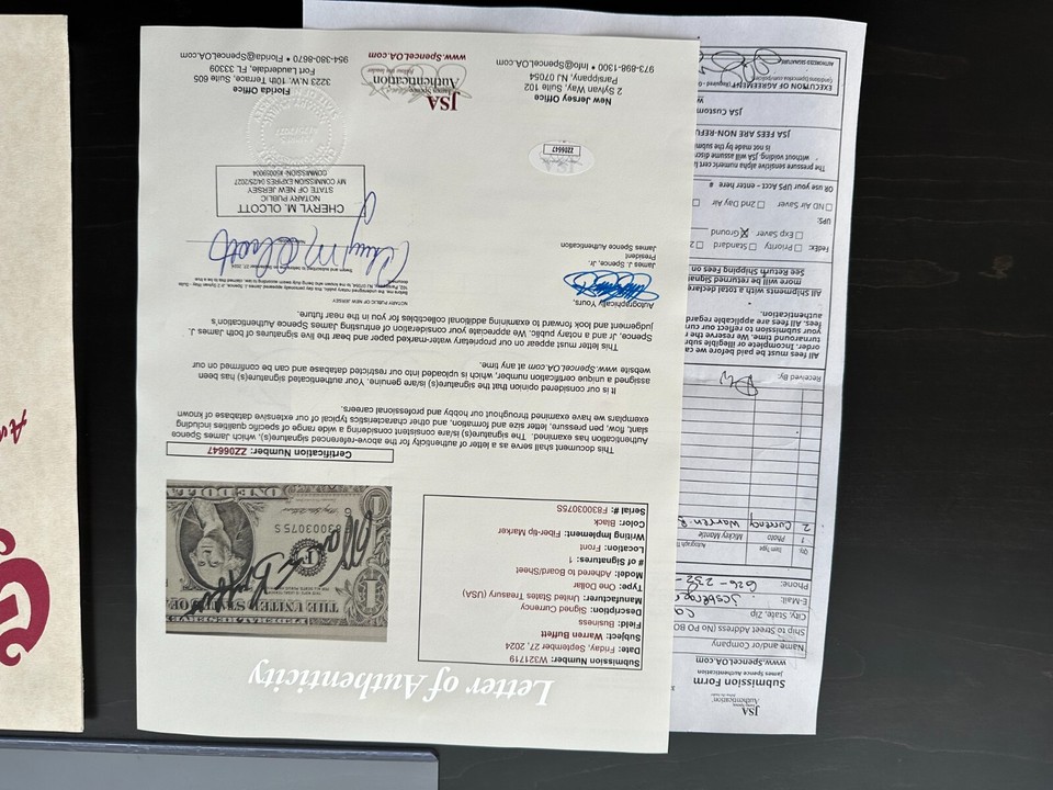 Warren Buffett Signed $1 Bill Berkshire Hathaway + Gorat Steakhouse ...