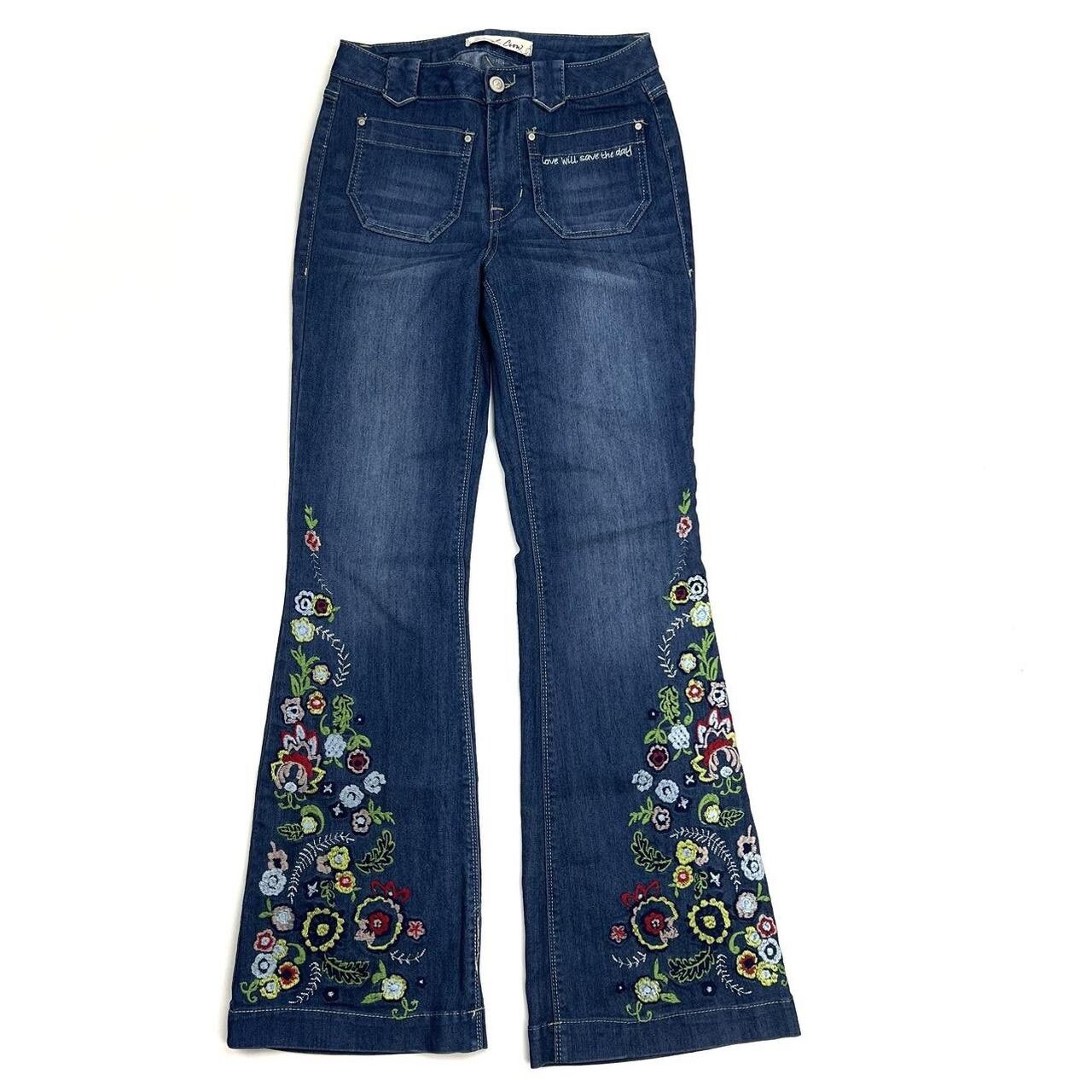 Y2K SHERYL CROW DENIM BLUE FLORAL DESIGN EMBROIDERED … - Gem