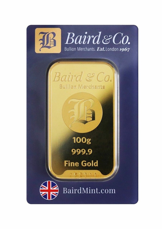 100 GRAM GOLD BAR BRAND NEW SEALED BAIRD & CO PURE GOLD 24CT PLEASE ...