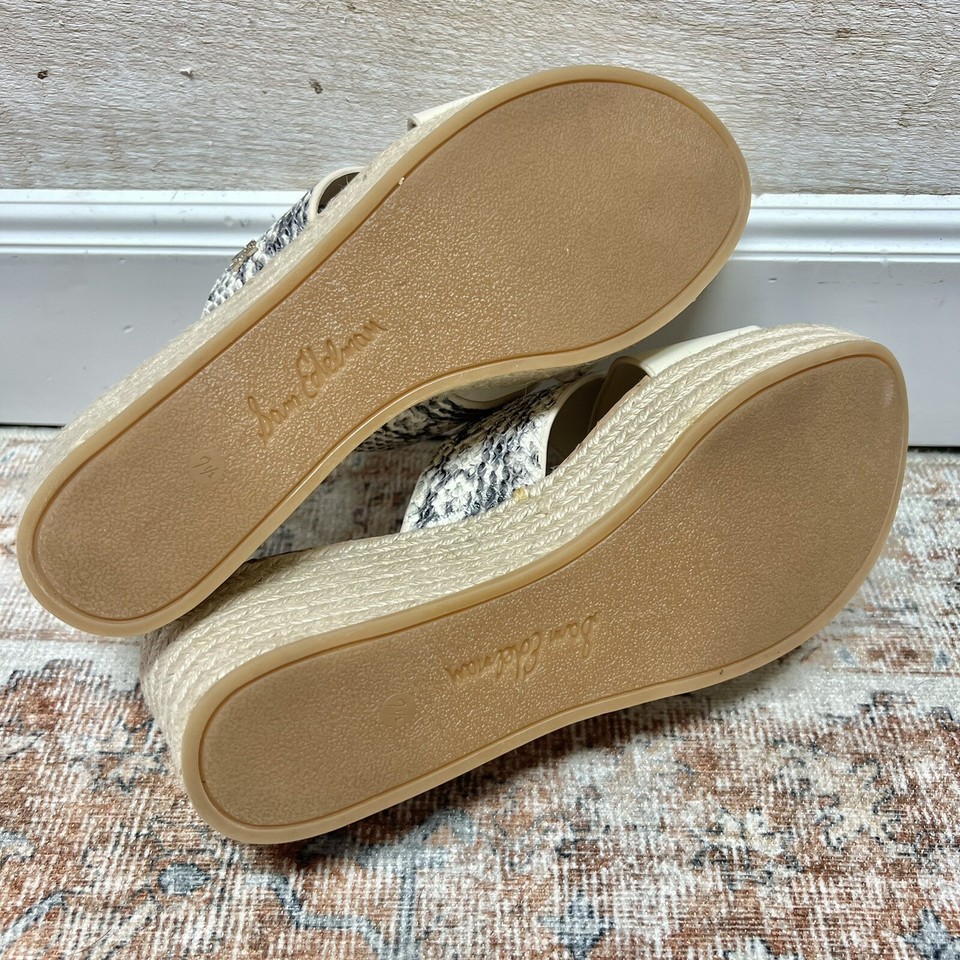 Sam Edelman Shoes Women 7.5M Rora Espardille Blue Ivory Leather Wedge ...