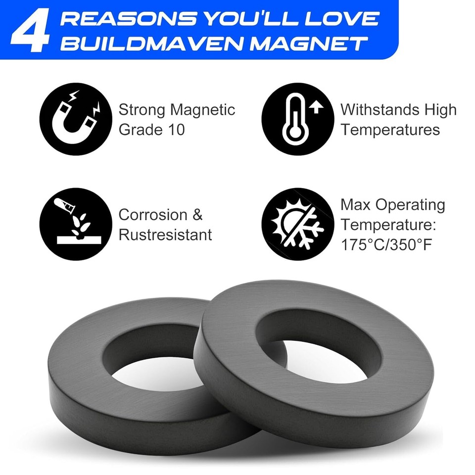 Large Magnet - Grade 10 Big Magnets Heavy Duty, OD60 X ID32 X 10Mm ...