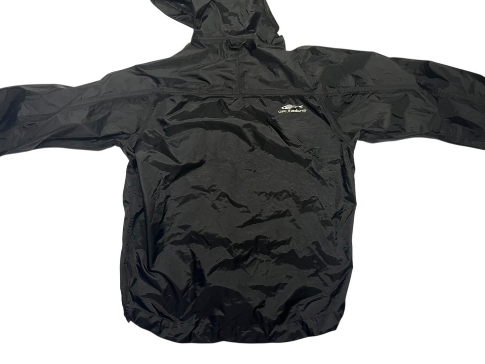 GRUNDENS Black Nylon FISHING BOAT RAIN JACKET Outdoor Hike Work Coat ...