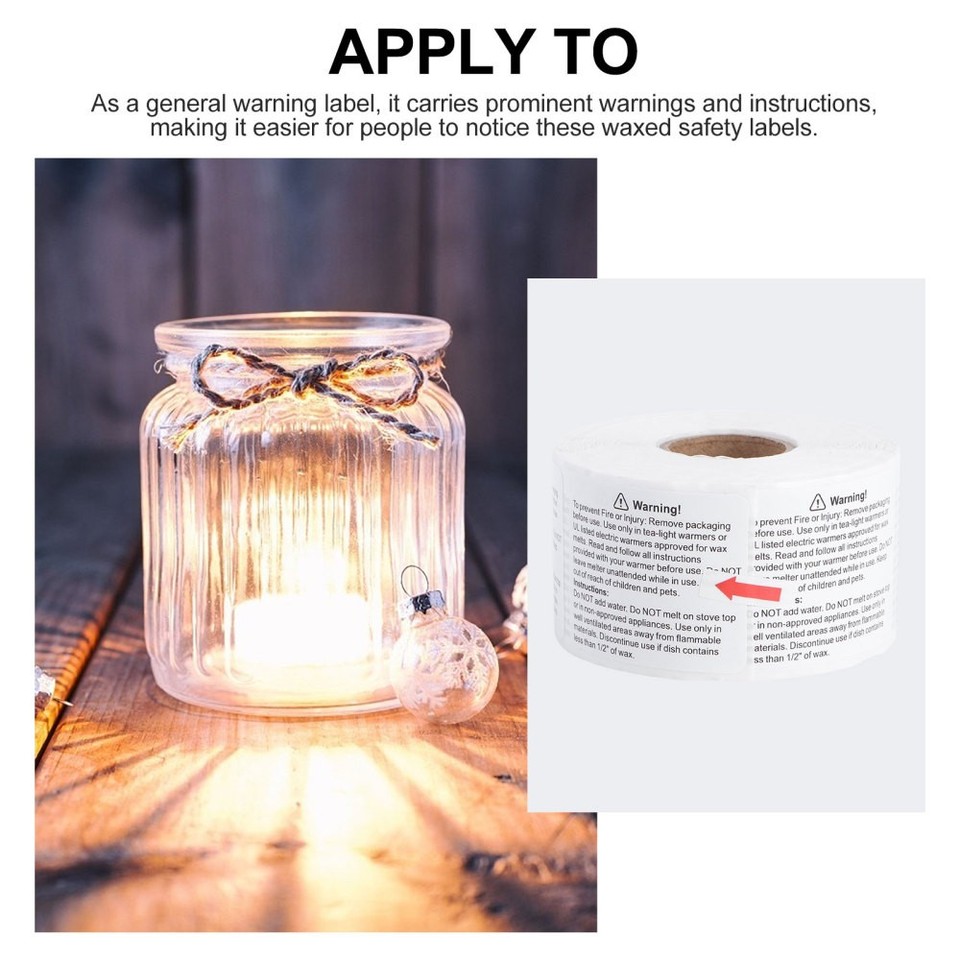 Wax Melting Safety Stickers Adhesive Candle Jar Decal Warning Labels ...