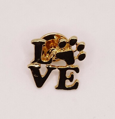 Gold Love Paw Print Animal Dog Brooch Pin Brand New FREE P&P | eBay