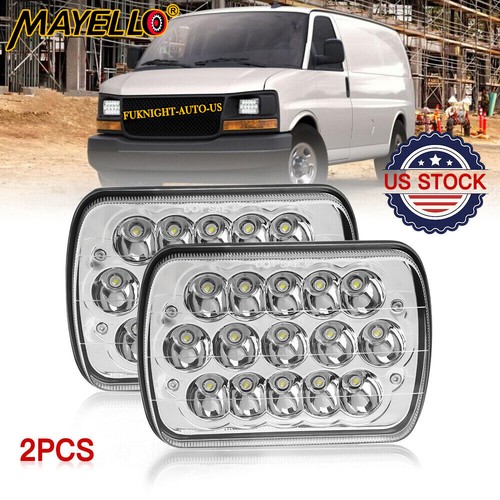 Pair 7X6" 5x7" LED Headlights Square For Chevy Express Cargo Van 1500 ...