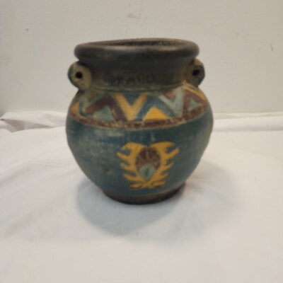 River Junction Pottery Works Aztec style stoneware Vase Jug Rustic Boho ...